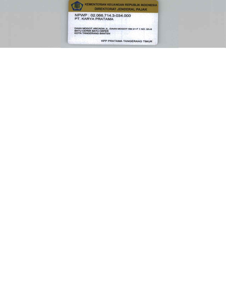NPWP + PKP Daan Mogot | PDF