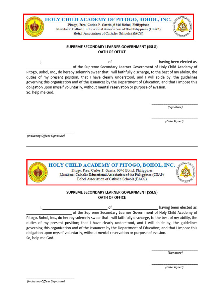 SSG Oath Taking | PDF | Oath Of Office | Oral Communication