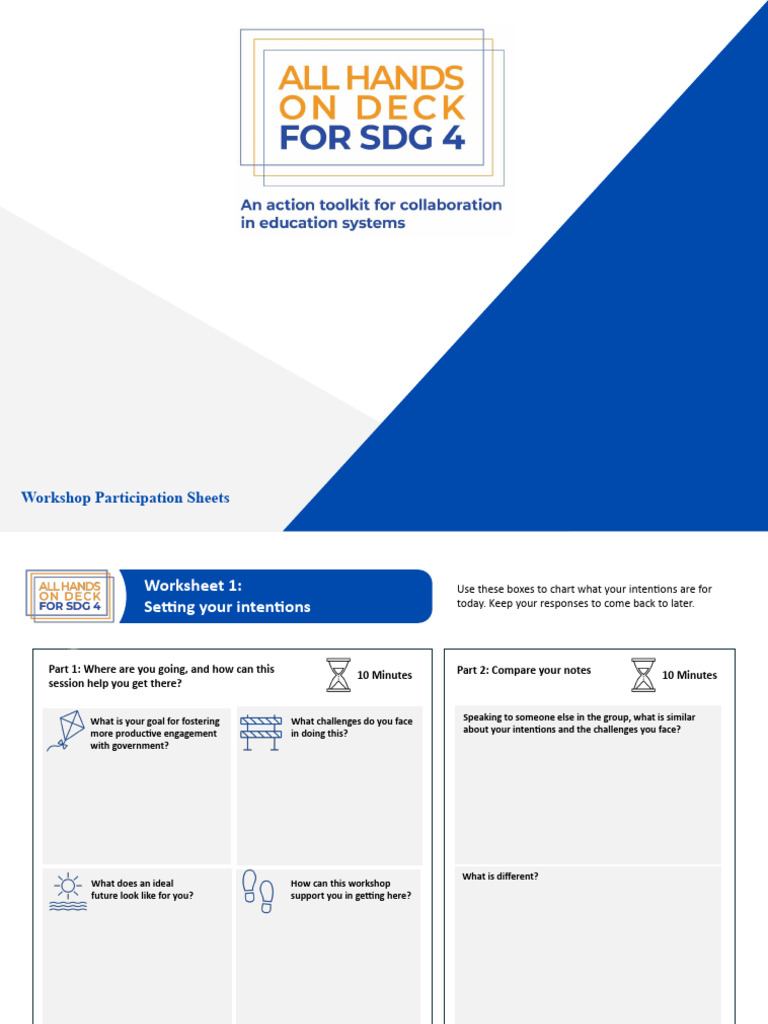 All Hands On Deck For SDG 4 Workshop Participation Sheet 1 | PDF ...