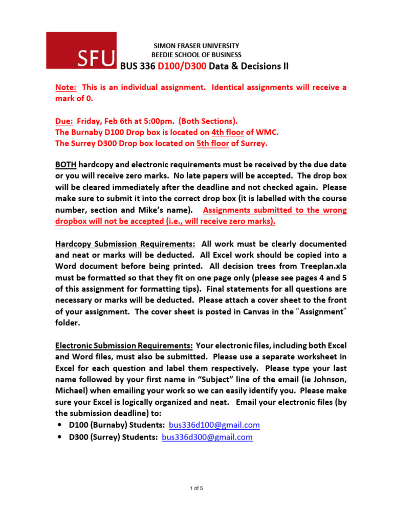 BUS 336 Assignment 1 | PDF
