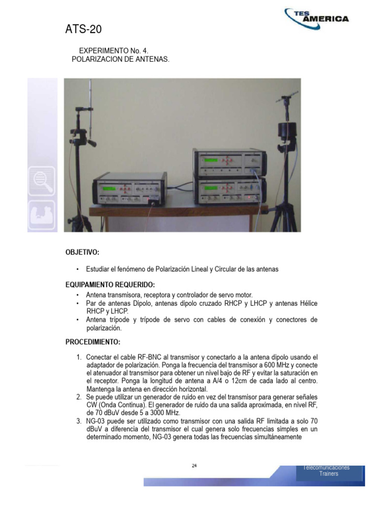 Polarización de Antenas: Experimento 4 | PDF | Antena (Radio) | Polarización (ondas)