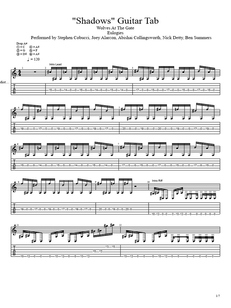 WATG Shadows Offical Guitar Tab | PDF | Popular Music | Musical Forms
