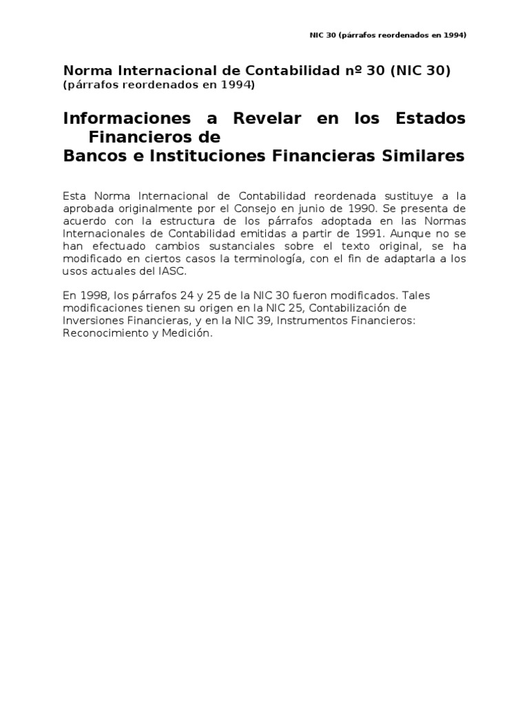 Nic 30 | PDF | Bancos | Contabilidad
