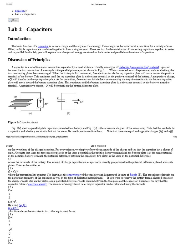 Lab 2 - Capacitors | PDF | Capacitor | Capacitance