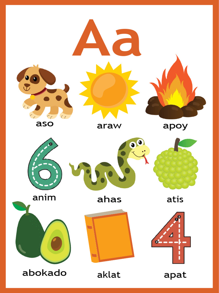 Alpabetong Filipino Titik Aa Posters - Pagbasa Kindergarten | PDF