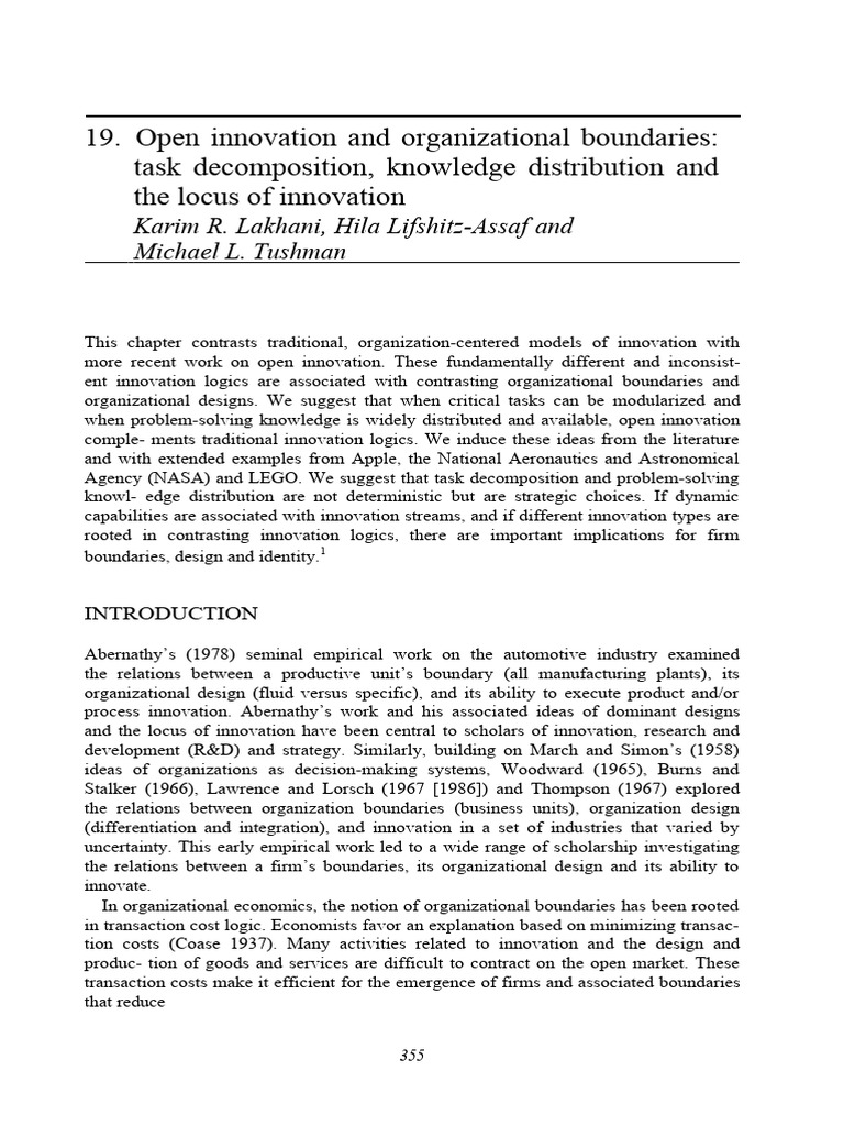 Open Innovation and Organizational Boundaries | PDF | Operating System ...