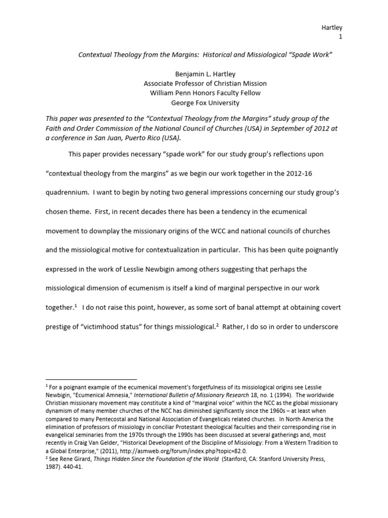 Contextual Theology A Missiological and | PDF | Ecumenism | Jesus