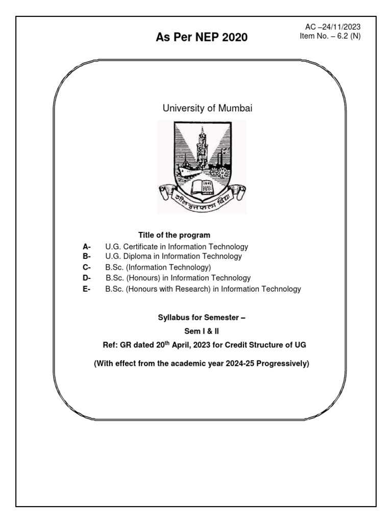 6.2 N BSC Information Technology Sem I and II 24-11-23 | PDF | Databases | Relational Database