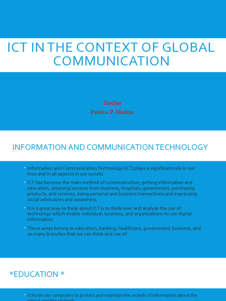 ICT in The Context of Global Communication-ToPIC 2 | PDF | Internet ...