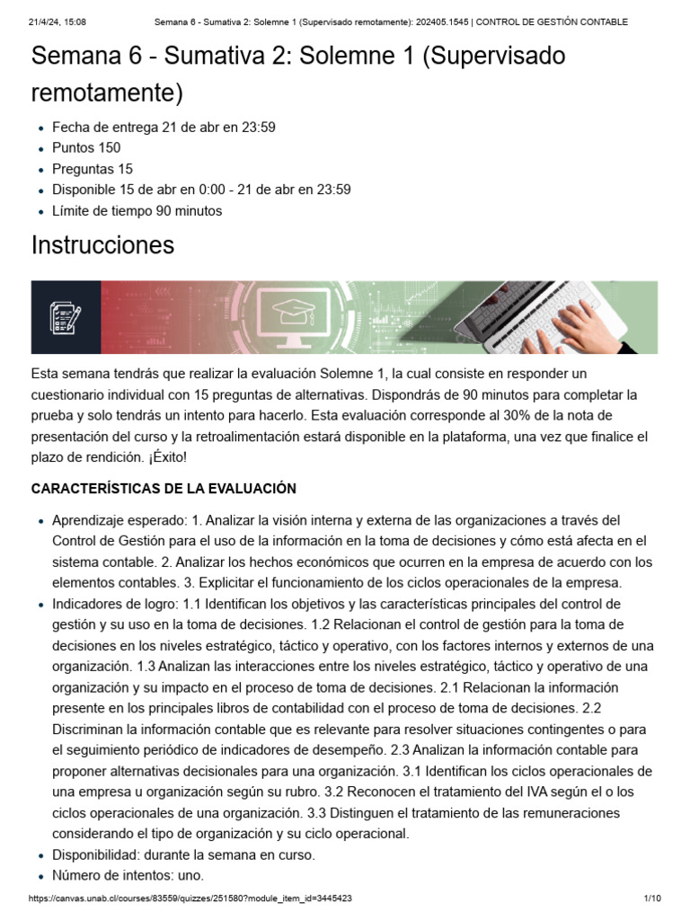 Semana 6 - Sumativa 2 - Solemne 1 (Supervisado Remotamente) - 202405.1545 - CONTROL DE GESTIÓN ...