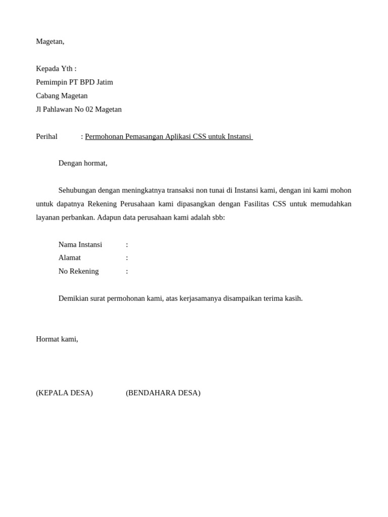 Surat Permohonan CSS | PDF | Karier & Perkembangan