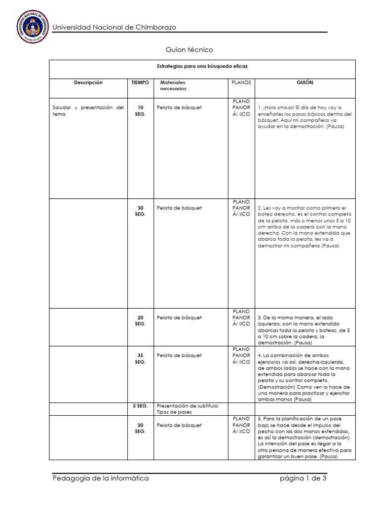 Tigse Genesis Guion Técnico | PDF