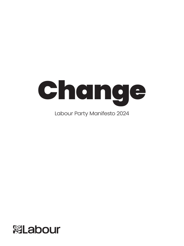 Change Labour Party Manifesto 2024 Large Print | PDF | Cost Of Living ...