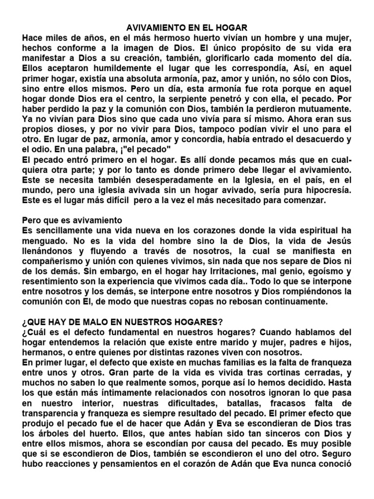 El Avivamiento Comienza en El Hogar | PDF | Amor | Cristo (título)