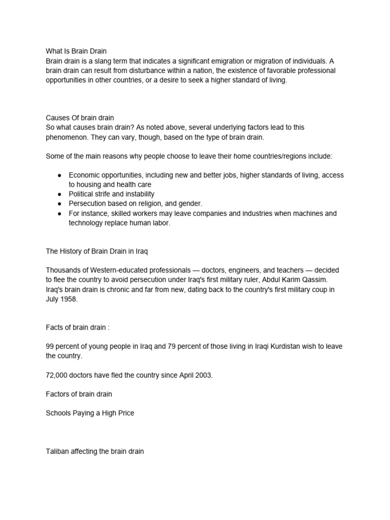 Research GP IA 4 Iraq Brain Drain | PDF