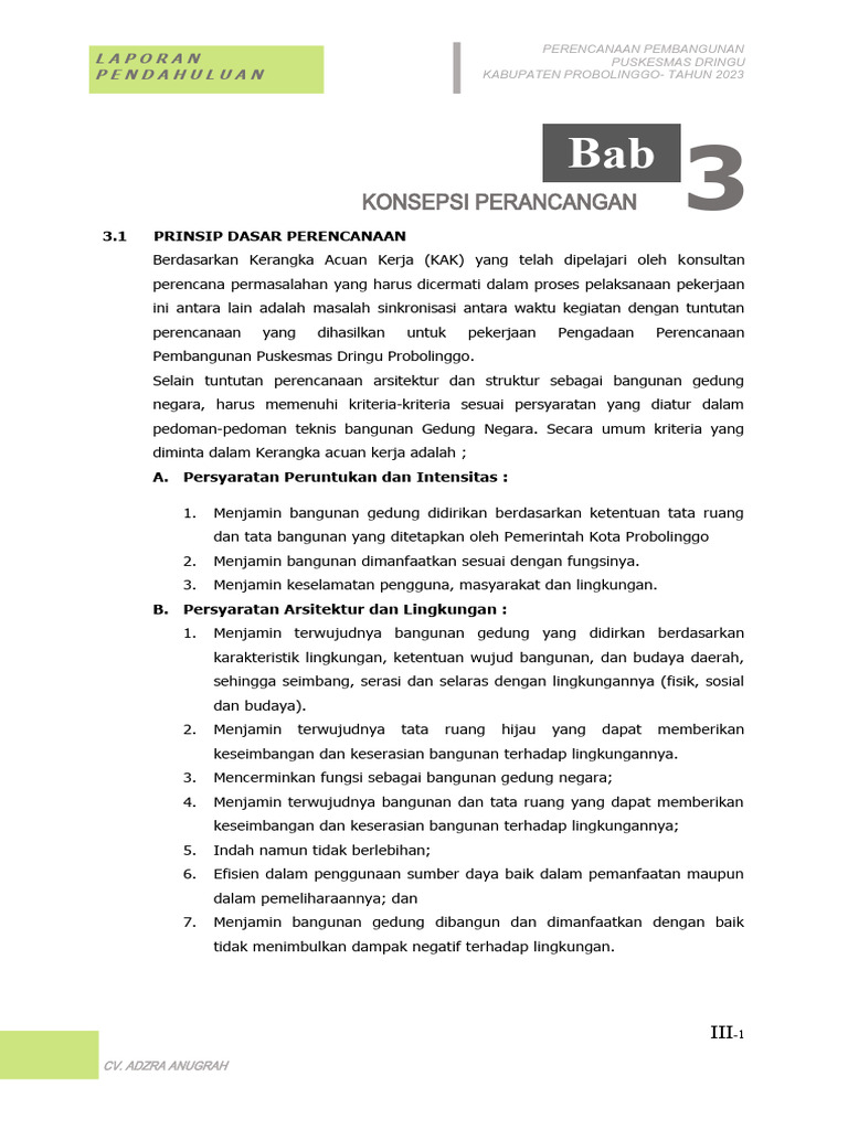 05 Laporan Awal Puskesmas Bab III | PDF