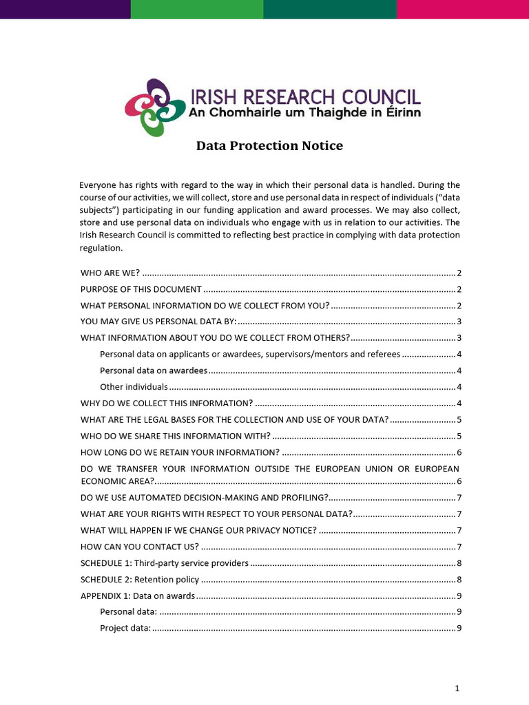 IRC Data Protection Notice | PDF | Information | European Economic Area