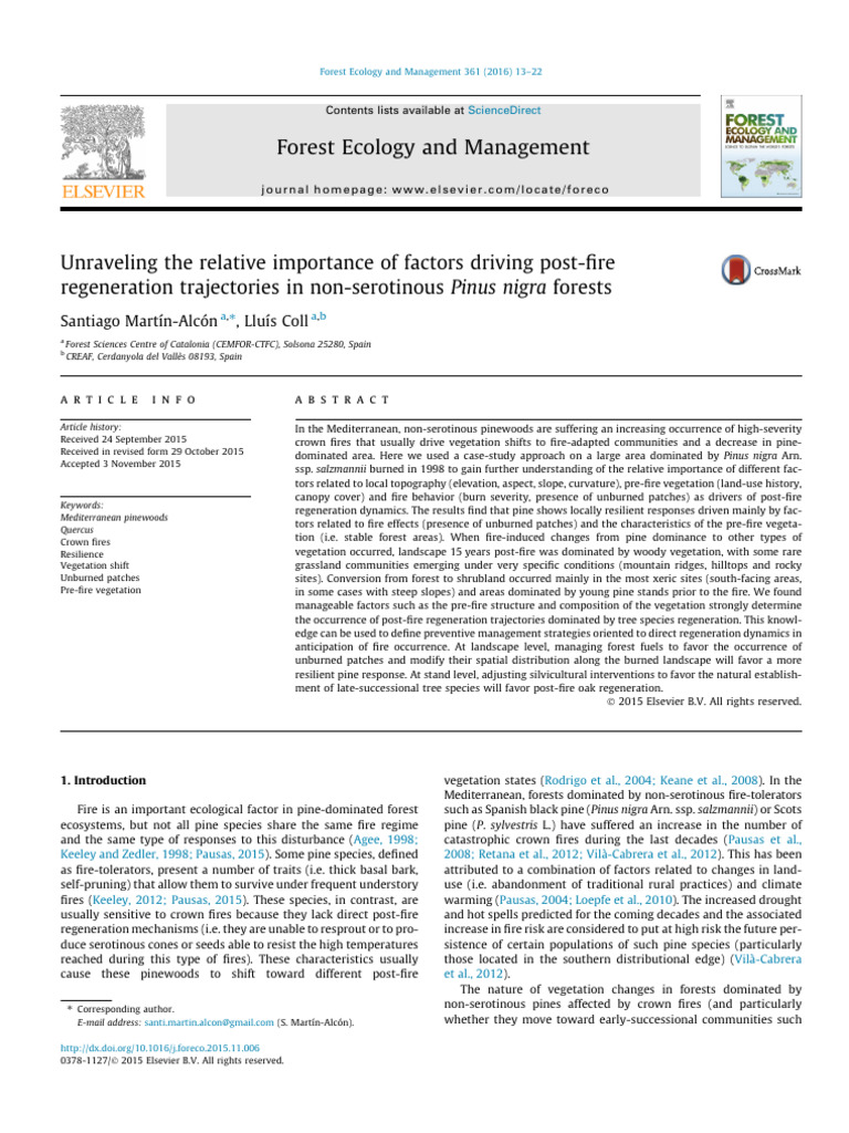 Martín-Alcón & Coll | PDF | Forests | Wildfire