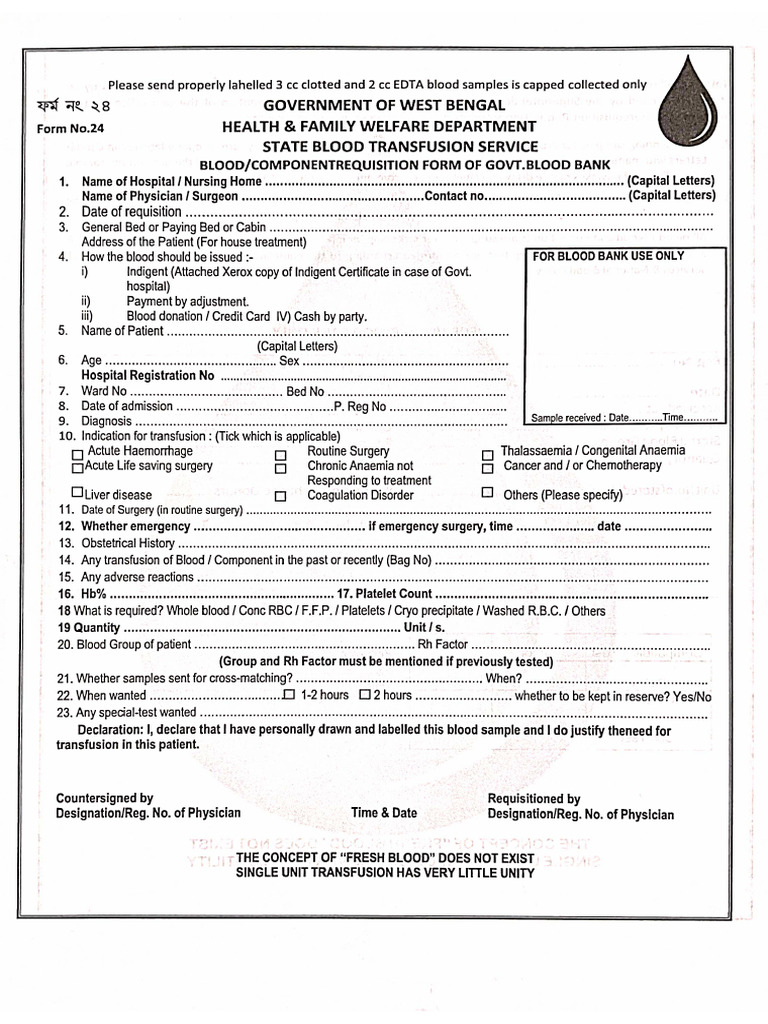 Blood Requisition | PDF