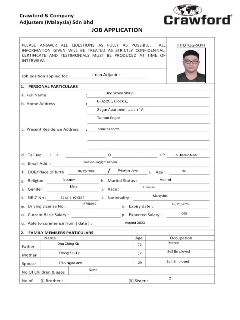 WS Application Form Crawford | PDF