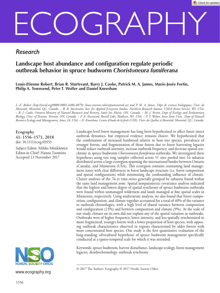 Ecography - 2017 - Robert - Landscape Host Abundance and Configuration ...