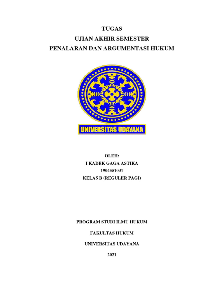 I Kadek Gaga Astika - UAS Penalaran Dan Argumentasi HK Kelas B | PDF | Filsafat
