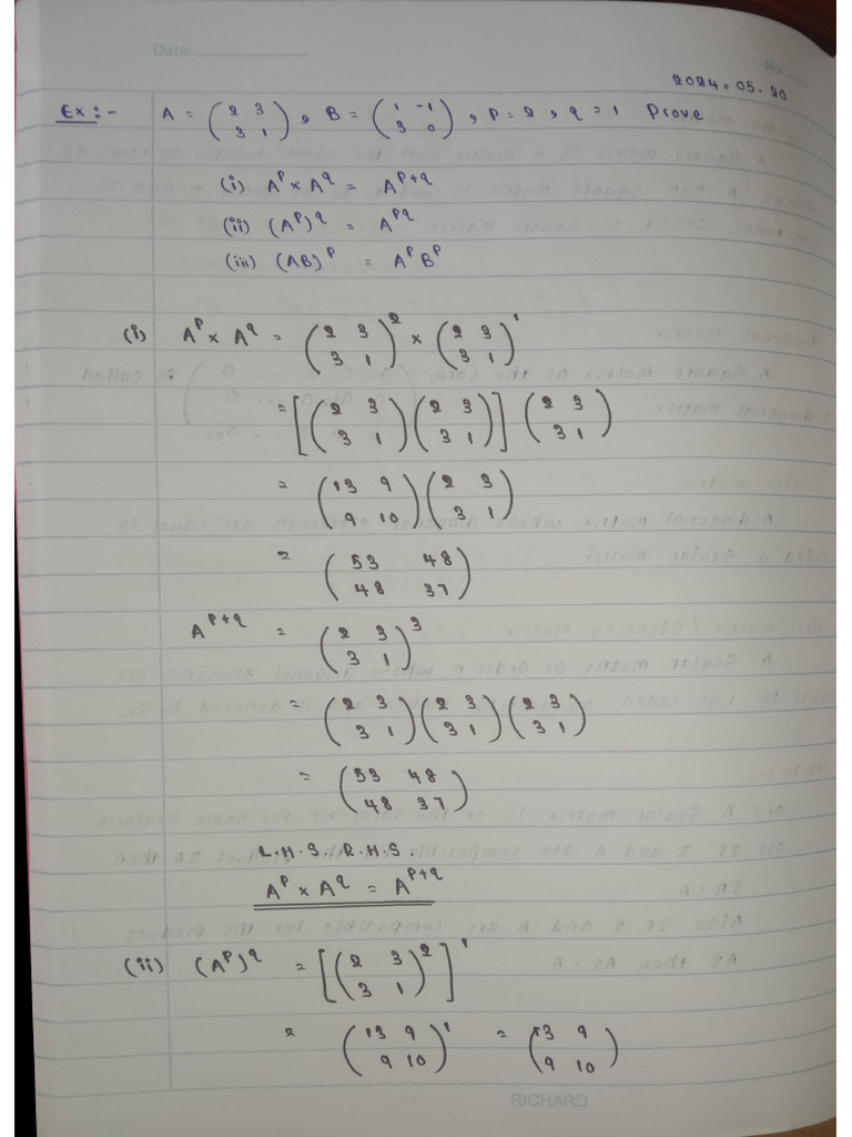 Matrix Note 02 2024-05-20 & 2024-05-23 | PDF