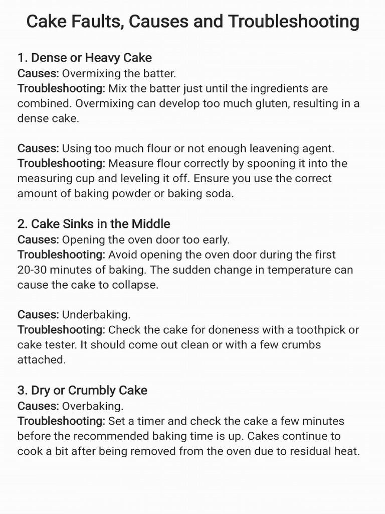 Cake Faults, Causes and Troubleshooting! | PDF