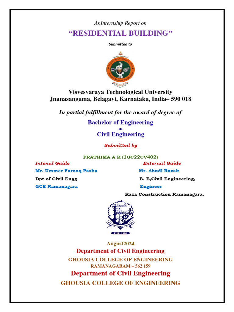 Civil Engineering Internship Report | PDF | Building Insulation | Basement