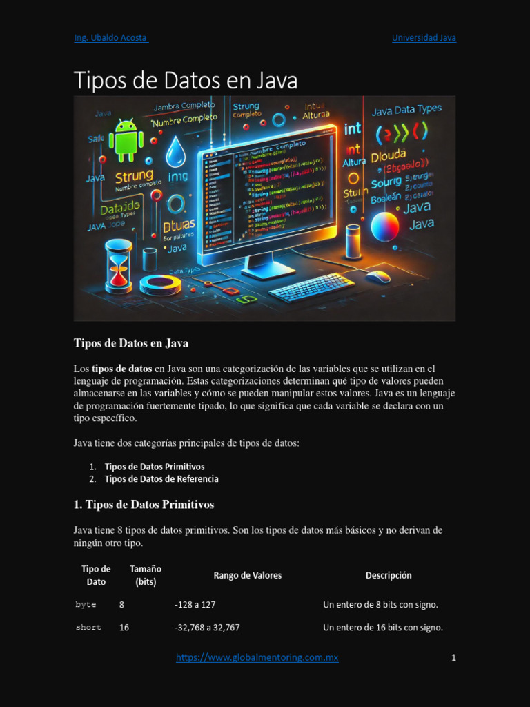 02 07 00 TiposDatosJava Parte1 UJ | PDF | Tipo de datos | Java (lenguaje de programación)