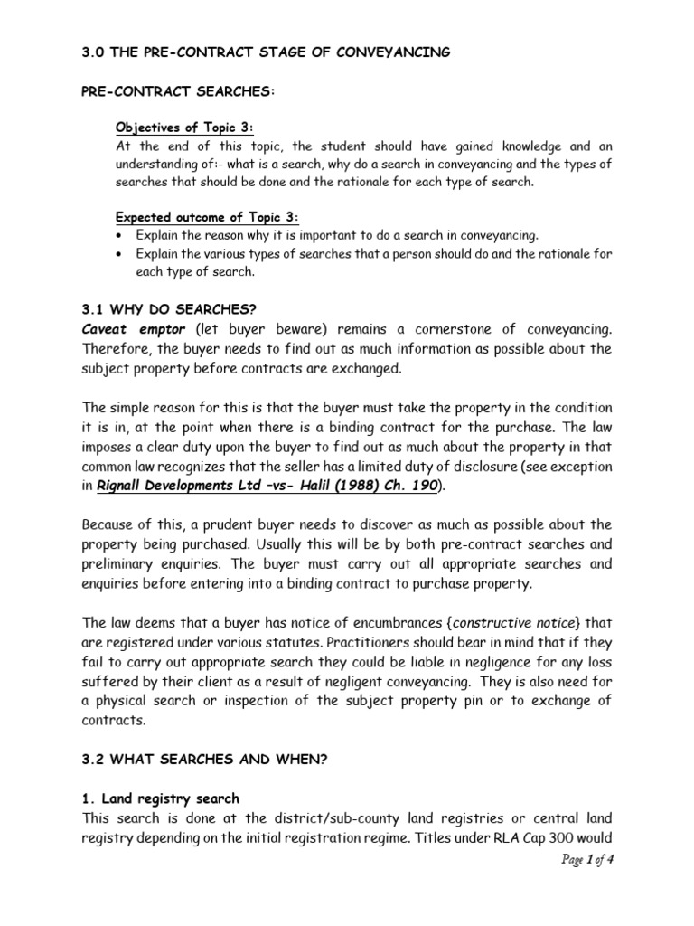 Conveyancing Pre-Contract Searches Guide | PDF | Conveyancing | Private Law