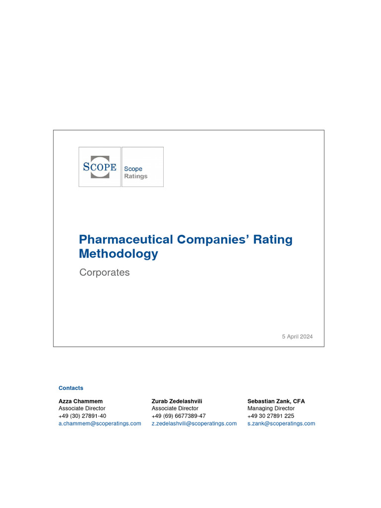 Scope+Ratings Pharmaceutical+Companies'+Rating+Methodology 2024+apr | PDF | Generic Drug ...