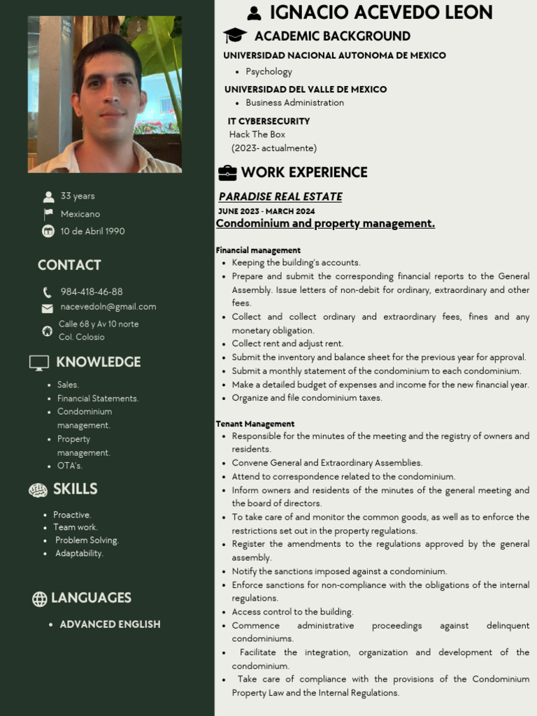 Ignacio CV English | PDF | Condominium | Supply Chain