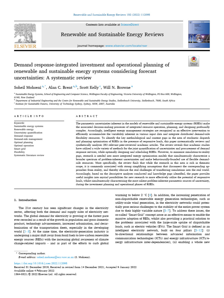 RSER Mohseni Et Al | PDF | Smart Grid | Renewable Energy