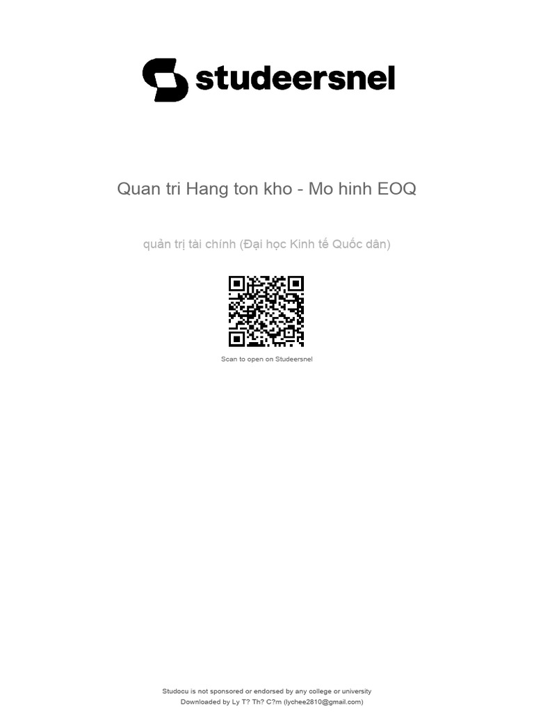 Quan Tri Hang Ton Kho Mo Hinh Eoq | PDF