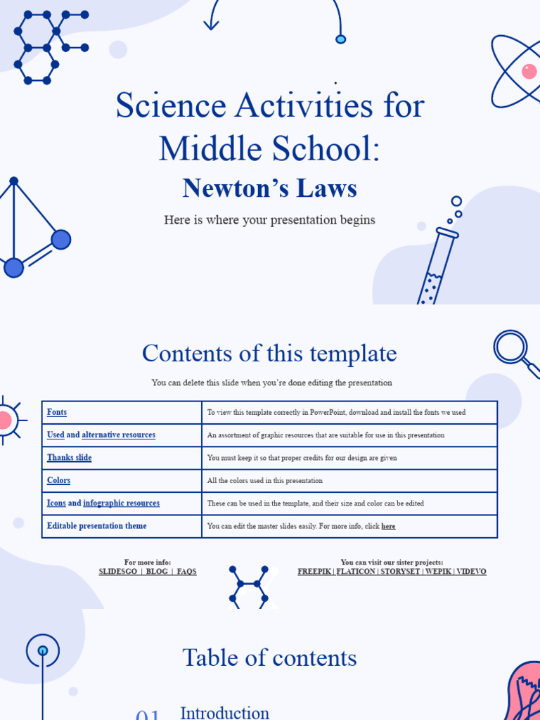 Science Activities For Middle School - Newton's Laws by Slidesgo | PDF ...