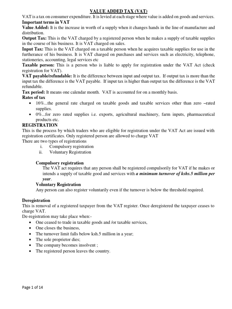 VAT -NOTES | PDF | Value Added Tax | Taxes