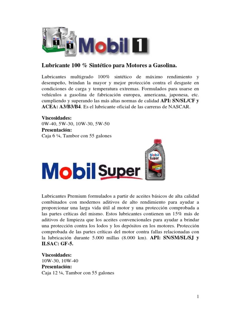 Catalogo de Productos Mobil | PDF | Lubricante | Engranaje