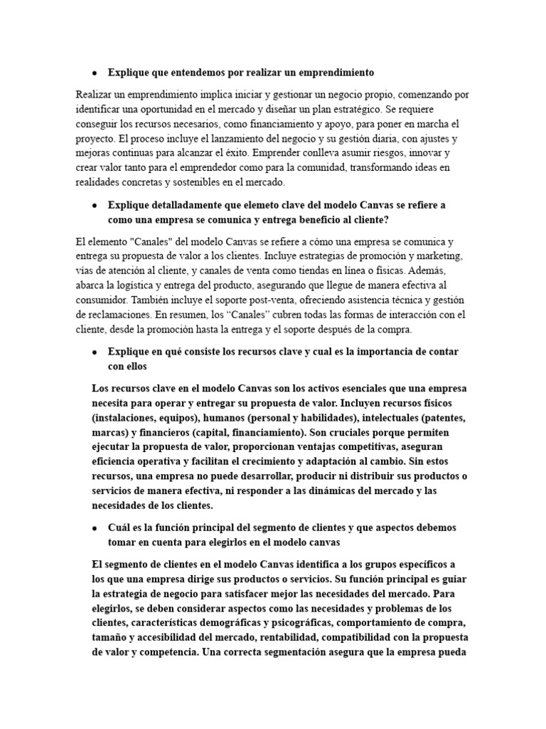 Emprendimiento Pdf Business Iniciativa Empresarial