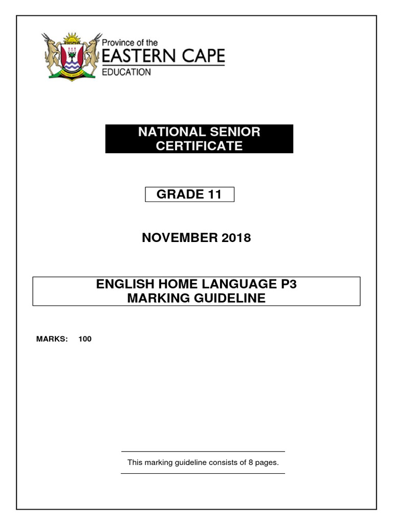 English HL P3 Memo | PDF | Essays | Vocabulary