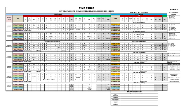 (HO & Khajanchi) MORNING TO EVENING TIME TABLE EDIT (2024-25) - 12 | PDF