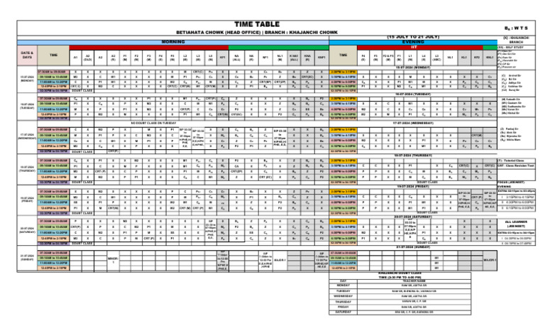 (HO & Khajanchi) MORNING TO EVENING TIME TABLE EDIT (2024-25) - 13 | PDF