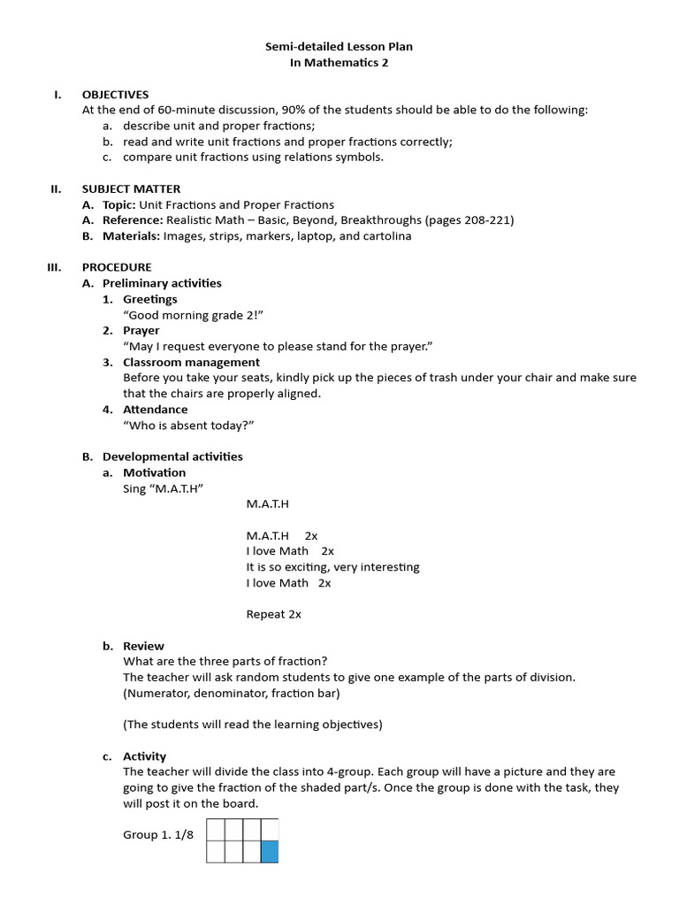 Lesson Plan in Math 2 | PDF | Cognition | Mathematics
