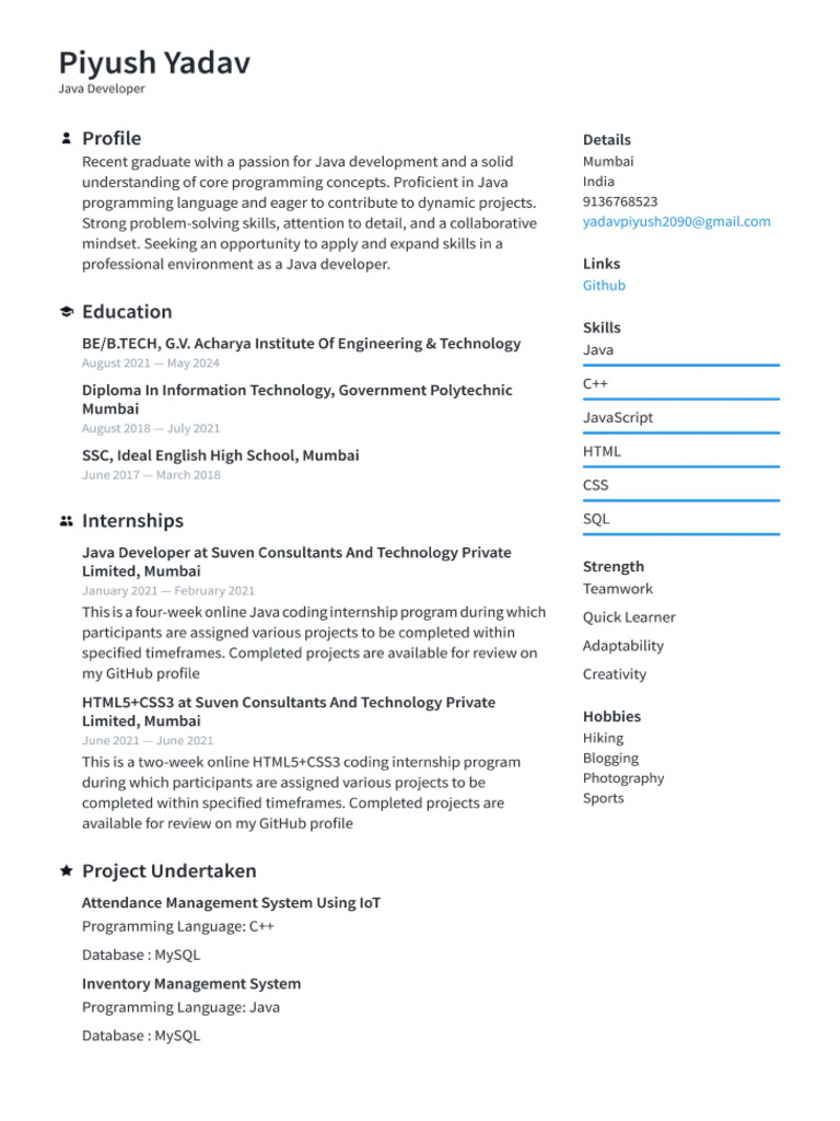 Piyush Resume | PDF | Computer Programming | Computing