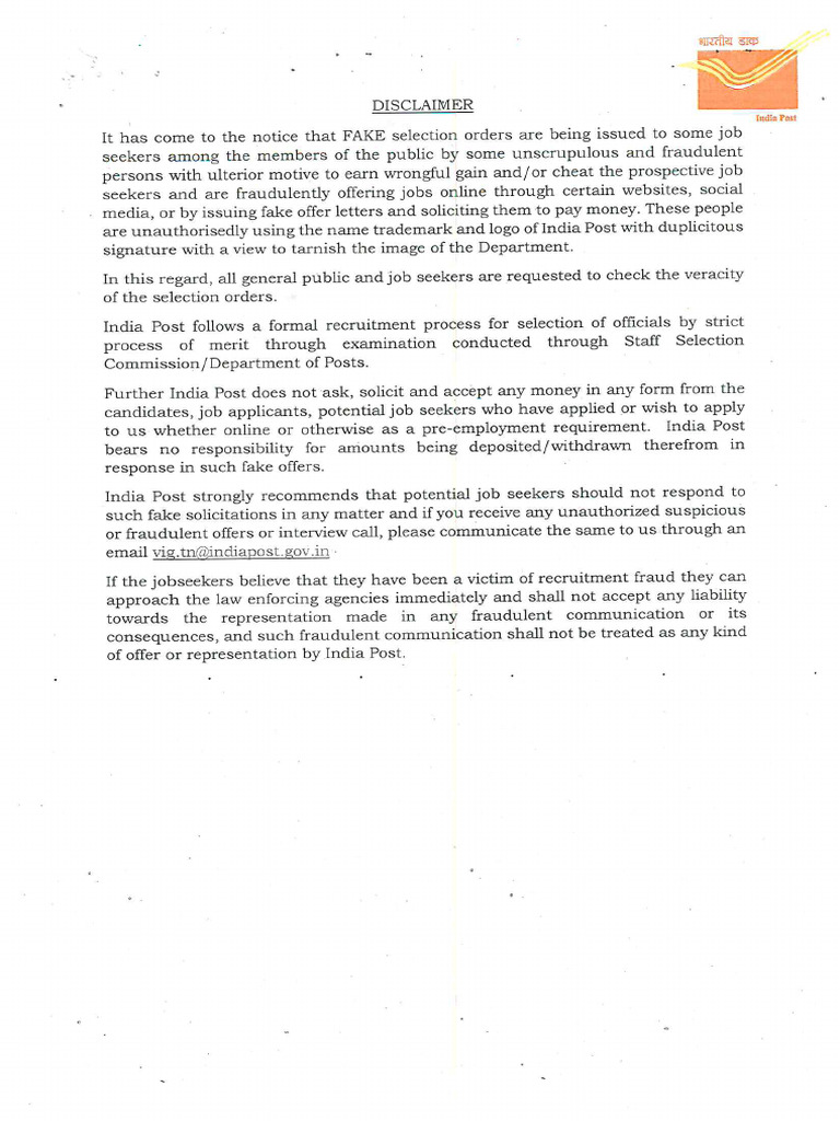 Disclaimer-Fake Offer Letters | PDF