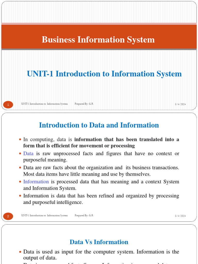 UNIT 1 Introductio To Information System | PDF | Information System ...
