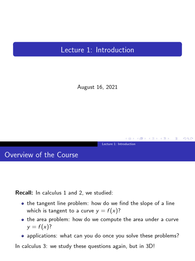 Lecture 1 Math 263 Calculus III Syllabus Fall 2021 NU | PDF ...