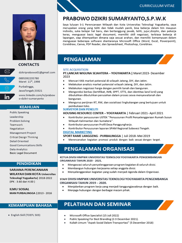 CV - Prabowo Dzikri Sumaryanto | PDF | Karier & Perkembangan | Komputer