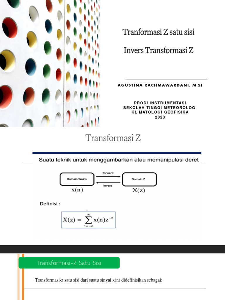 7 Invers Transformasi Z Dan Tranformasi Z Satu Sisipptx | PDF | Metode & Bahan Ajar