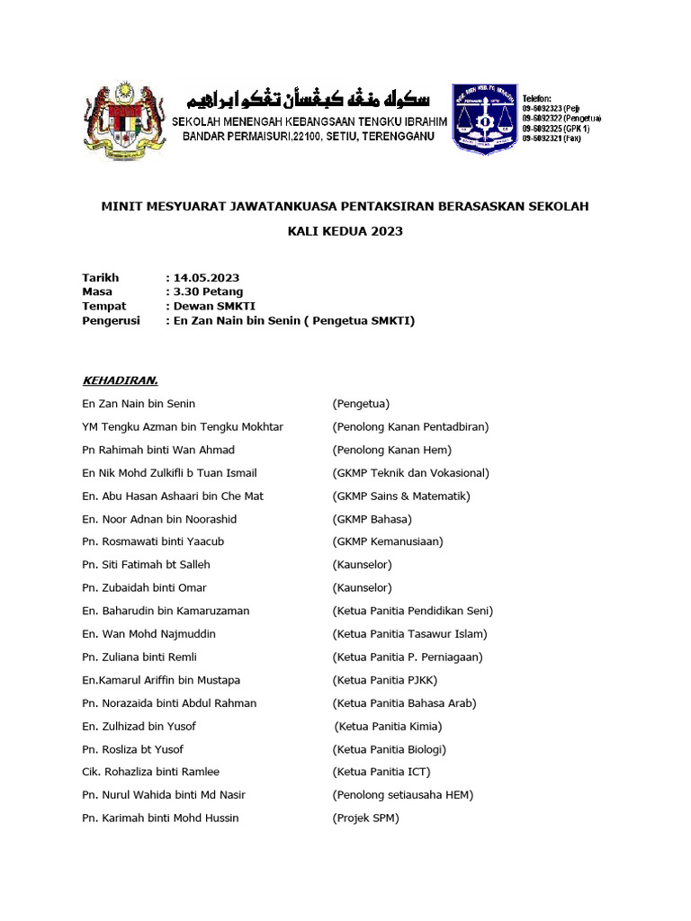 Minit Mesyuarat PBS Bil 2 | PDF